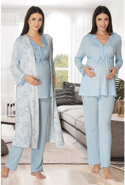 Effortt Sabahlıklı Lohusa Pijama Takımı Effortt Sabahlıklı Lohusa Pijama Takımı