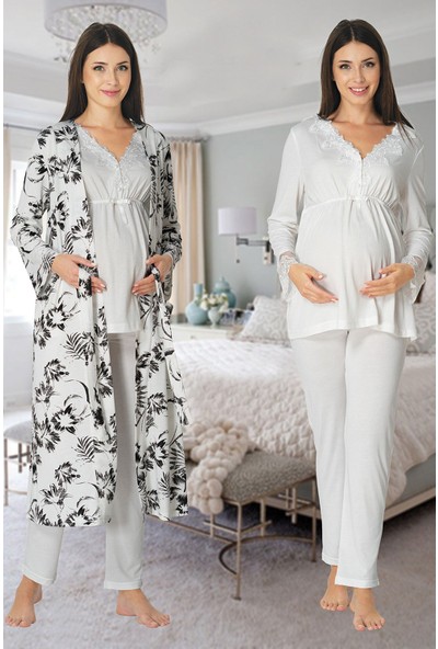 Effortt Sabahlıklı Lohusa Pijama Takımı Effortt Sabahlıklı Lohusa Pijama Takımı