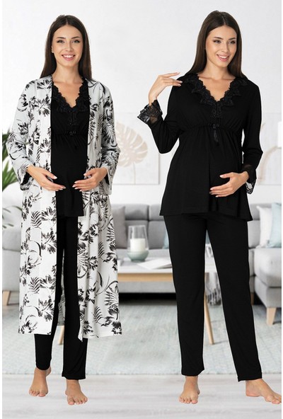 Effortt Sabahlıklı Lohusa Pijama Takımı Effortt Sabahlıklı Lohusa Pijama Takımı