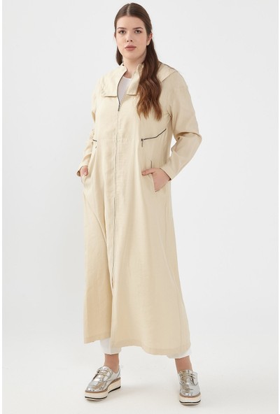 Nihan Büyük Beden Pardesü Bej
