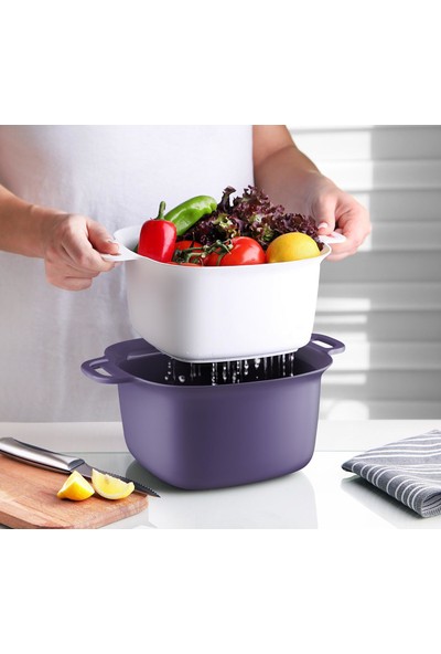 Homenıva Çok Amaçlı Süzgeçli Kare Kase 3.7 Lt