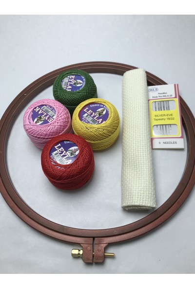 Çiçek Tuhafiye Etamin İşleme Seti Nakış Kiti + Kasnak + İp + İğne + Kumaş Çiçek Tuhafiye Etamin İşleme Seti Nakış Kiti + Kasnak + İp + İğne + Kumaş