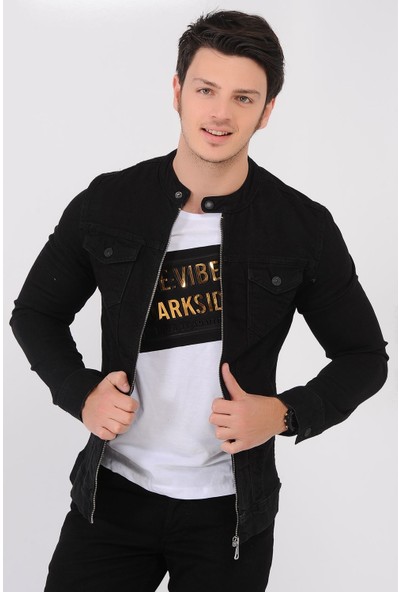 Little Cup Jeans Co Çift Cep Fermuarlı Siyah Erkek Kot Ceket Little Cup Jeans Co Çift Cep Fermuarlı Siyah Erkek Kot Ceket