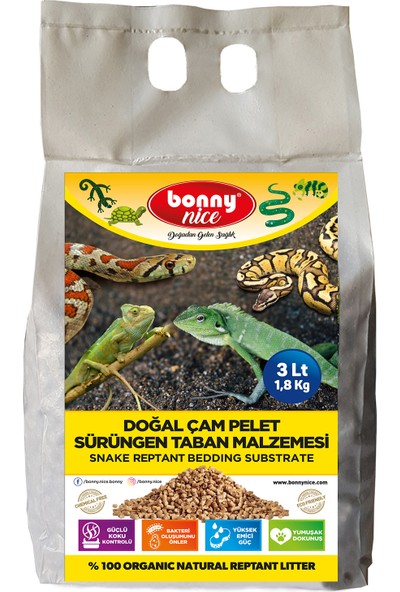 Bonny Nice Doğal Çam Pellet Sürüngen Taban Malzemesi 1.8 kg 3 L Bonny Nice Doğal Çam Pellet Sürüngen Taban Malzemesi 1.8 kg 3 L