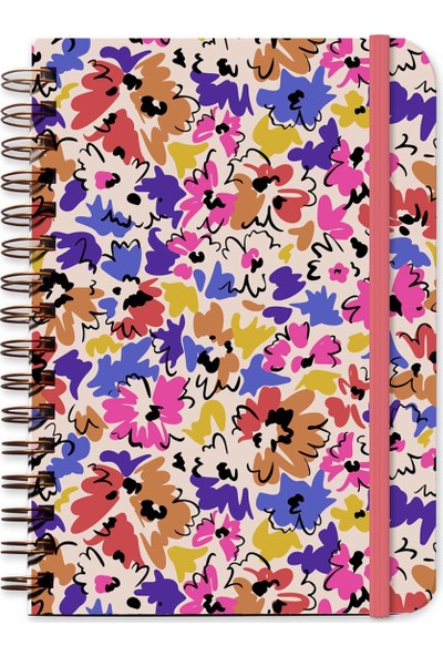 FAbooks Pembe Mor Çiçekli Süresiz Ajanda