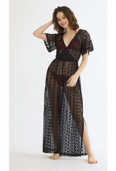 Penti Siyah Ethnic Lace Tulum