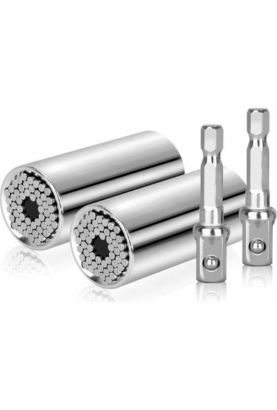 Predator Grip Universal Soket Metalik Gri Lokma 2 Takım