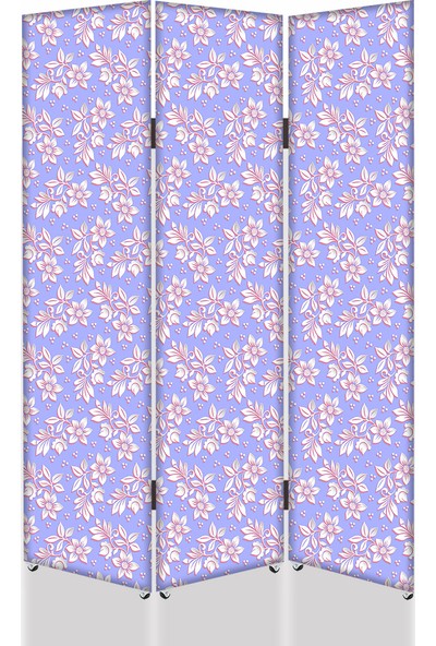 Dekoyes Çiçek Desenli 3 Kanat Tekerlekli Kanvas Paravan Dekoyes Çiçek Desenli 3 Kanat Tekerlekli Kanvas Paravan