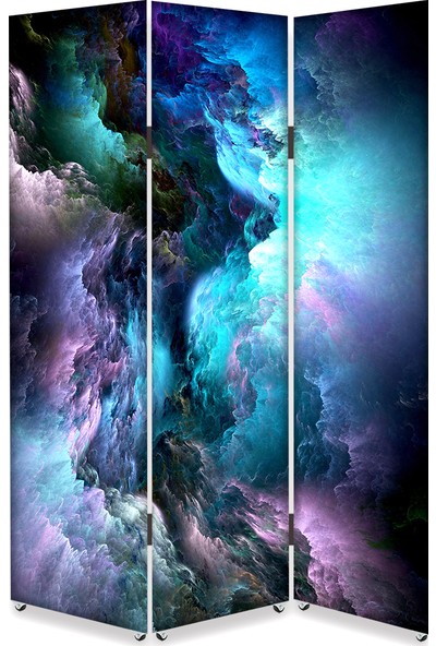 Dekoyes 3 Kanat Tekerlekli Kanvas Paravan