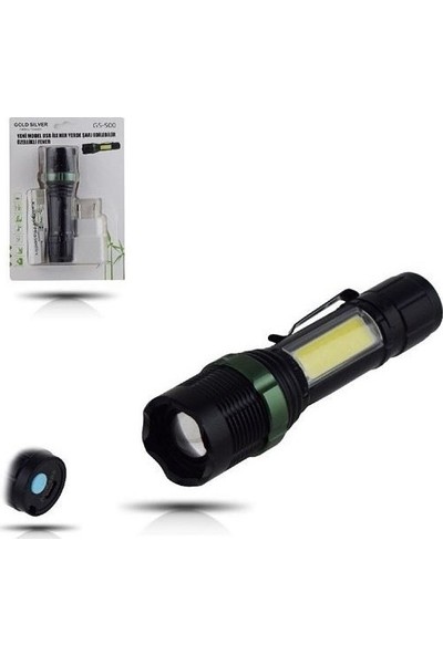 Gold Silver GS-500 USB ile Şarj Edilebilir T6 LED El Feneri