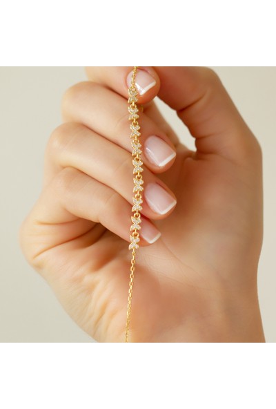 Ag Gümüş Kadın Kelebek Sarı Gümüş Bileklik