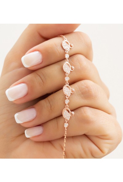 Ag Gümüş Kadın Kuğu Rose Gümüş Bileklik