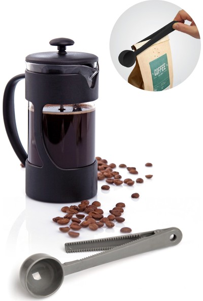 Pazarika Borasilikat Filtre Kahve Demliği ve Klipsli Ölçü Kaşığı Seti