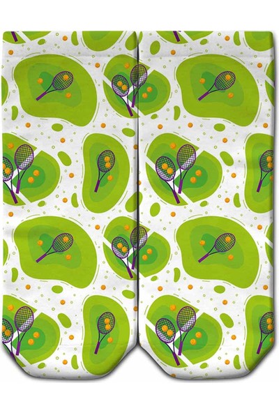Ogobongo Patik Çorap Yeşil Raketli 35-38 Numara
