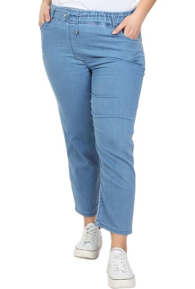 Hanezza Büyük Beden Beli Latikli Bilek Boy Kot Pantolon Hanezza Büyük Beden Beli Latikli Bilek Boy Kot Pantolon