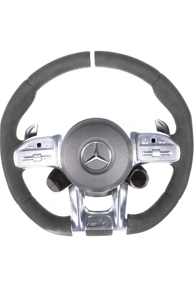 OEM Mercedes 63 Amg Ekranlı Alkantra Gri Şerit Gri Dikişli Direksiyon