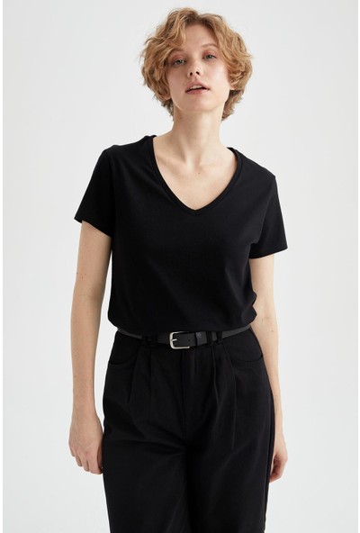 Defacto Organik Pamuk Basic V Yaka Tişört T5095AZ21SP