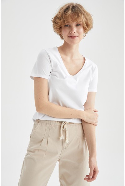 DeFacto Organik Pamuk Basic V Yaka Tişört T5095AZ21SP