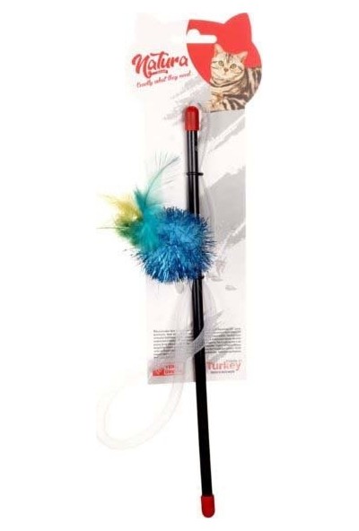 Natura PTC-024 Parlak Pon Pon Kedi Olta Oyuncağı 30 cm Natura PTC-024 Parlak Pon Pon Kedi Olta Oyuncağı 30 cm