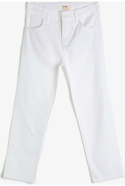 Başak Çocuk Giyim 130721 Likralı Pantolon 3/16 Yaş - Beyaz - 4-5 Yaş