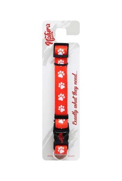 Natura Yetişkin Köpekler Için Pati Desenli Boyun Tasması Kırmızı 25-35 cm Natura Yetişkin Köpekler Için Pati Desenli Boyun Tasması Kırmızı 25-35 cm