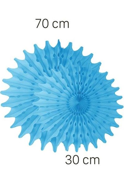 Parti Dünyası Bebek Mavisi Yelpaze Süs Seti 2 Adet 70-30 cm