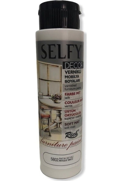 Rich Selfy Decor Vernikli Boya 500 cc - Antik Beyaz 5802 Rich Selfy Decor Vernikli Boya 500 cc - Antik Beyaz 5802