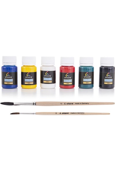 Artzone Cam Vitray Boya Seti 6 Renk x 50ML + 2 Adet Fırça Artzone Cam Vitray Boya Seti 6 Renk x 50ML + 2 Adet Fırça