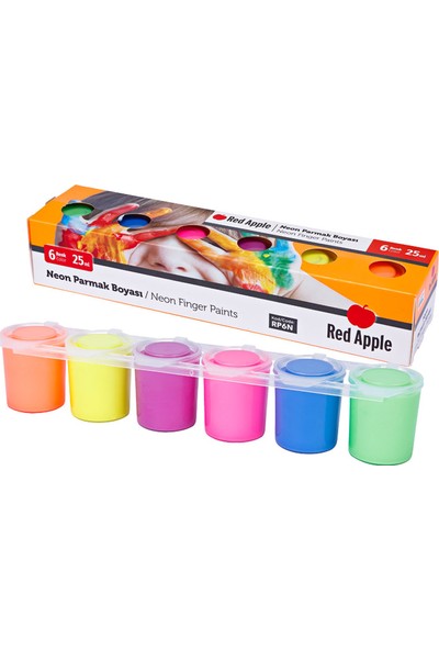 hobi24 Red Apple Neon Parmak Boyası 6 Renk x 25 Ml