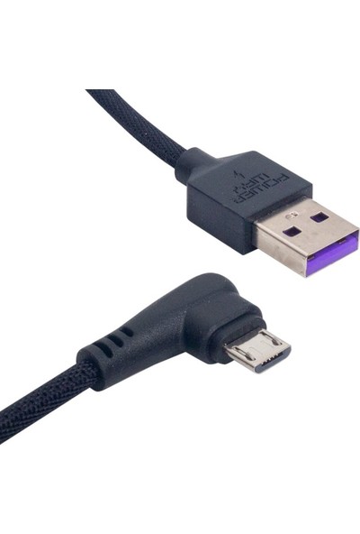 Powerway Micro USB 3.1A 90 Derece Örgü Hızlı Şarj Data Kablosu Powerway Micro USB 3.1A 90 Derece Örgü Hızlı Şarj Data Kablosu