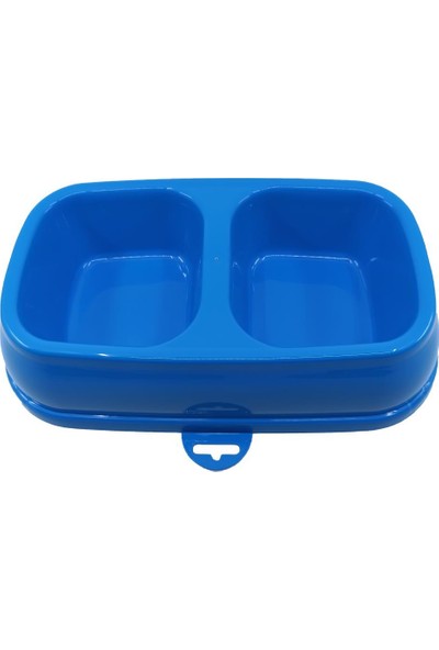 Jetfast Evcil Hayvan Kedi Köpek Mama ve Su Kabı Çift Bölme Büyük Boy Mavi