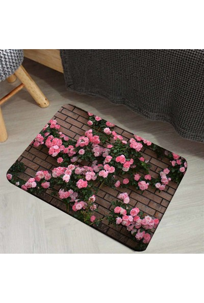 Else Halı Canel Pembe Duvar Güllü Dekoratif Ev Içi Kapı Önü Paspası