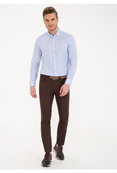 Pierre Cardin Erkek Kahverengi Slim Fit Chino Pantolon 50234042-VR029 Pierre Cardin Erkek Kahverengi Slim Fit Chino Pantolon 50234042-VR029