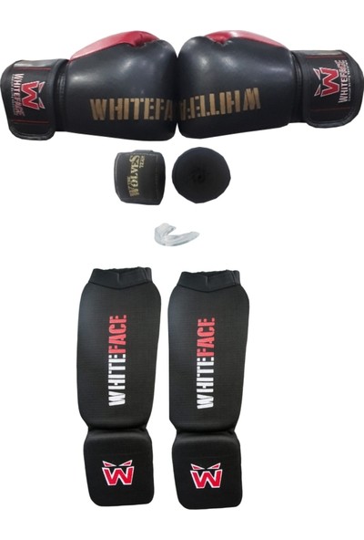 WhiteFace Boks & Boks & Muay Tahı Eldiveni 10 Oz Seti + Kaval Ayaküstü Koruyucu