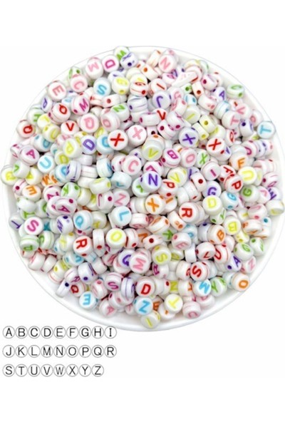 Hedef Bijuteri 4 x 7 mm Yassı Beyaz Üzeri Renkli Harf Boncuk Basık Oval Alfabe Mektup Boncuk 100 gr 750 Adet Hedef Bijuteri 4 x 7 mm Yassı Beyaz Üzeri Renkli Harf Boncuk Basık Oval Alfabe Mektup Boncuk 100 gr 750 Adet