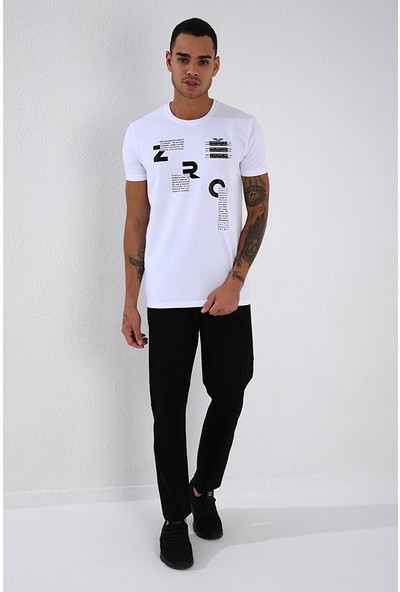 Forinns O Yaka Erkek Beyaz Tişört 03169-02