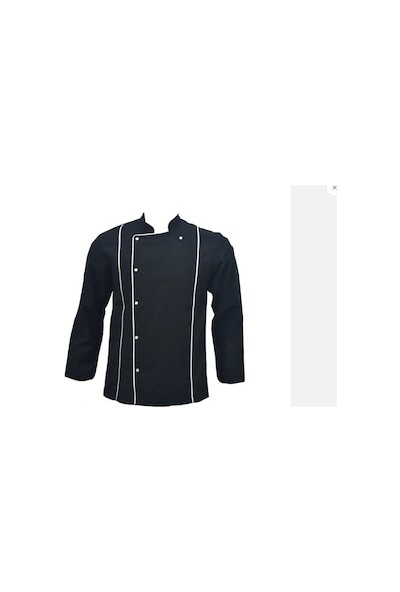 Arslan İş Elbiseleri Siyaha Beyaz Biyeli Yaka Şef Aşcı Ceketi