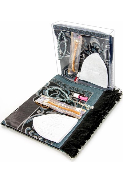 İhvan Hac Umre Mevlid Seti 2 - Seccade - Takke - Tesbih - Misvak - Esans - Kutulu İhvan Hac Umre Mevlid Seti 2 - Seccade - Takke - Tesbih - Misvak - Esans - Kutulu