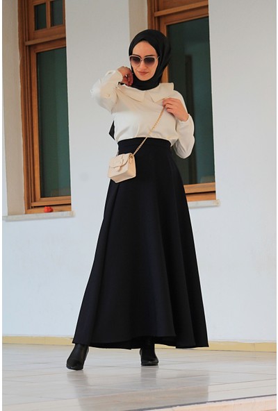 Rana Butik Siyah Krep Uzun Etek Rana Butik Siyah Krep Uzun Etek