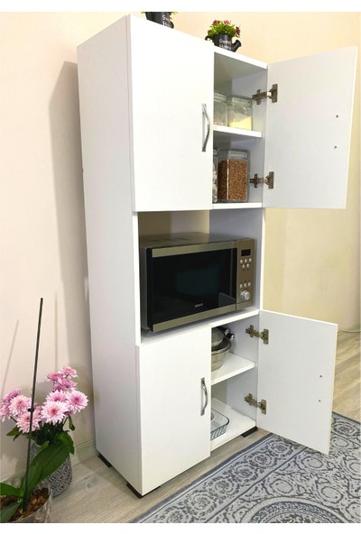 Irmak Mobilya 4 Kapaklı Orta Bölmeli Çok Amaçlı Beyaz Mikrodalga Fırın Dolabı, Mini Fırın Mutfak Dolabı Irmak Mobilya 4 Kapaklı Orta Bölmeli Çok Amaçlı Beyaz Mikrodalga Fırın Dolabı, Mini Fırın Mutfak Dolabı
