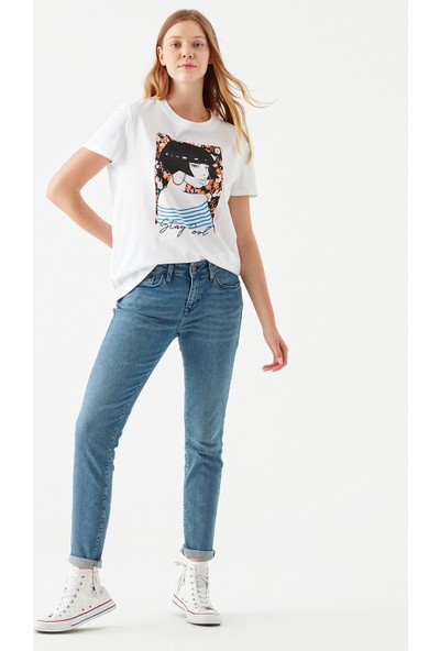 Mavi Kadın Ada Gölgeli Jean Pantolon 8820534123