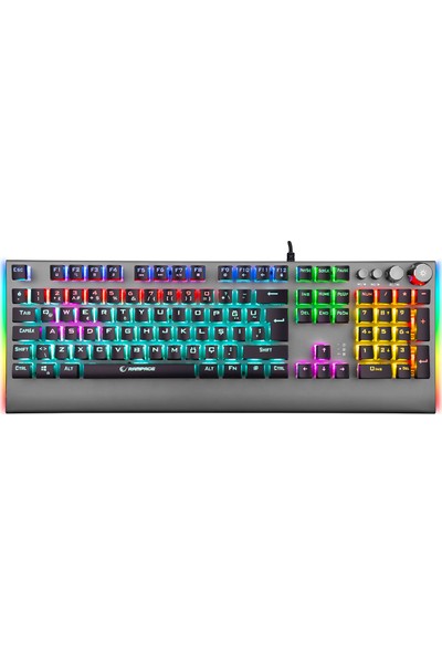 Rampage Kb-R210 FAVORY Rainbow Aydınlatmalı Kristal Blue Switch Mekanik Gaming Oyuncu Klavyesi Rampage Kb-R210 FAVORY Rainbow Aydınlatmalı Kristal Blue Switch Mekanik Gaming Oyuncu Klavyesi