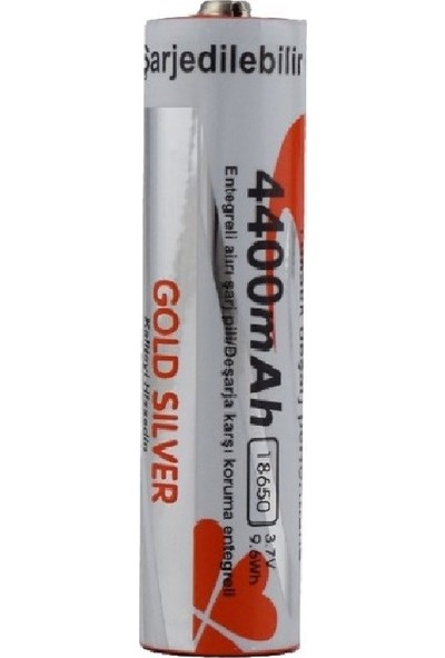 Gold Silver 18650 Pil 4400MAH 3.7V 9.6WH Li-Ion Batarya Aşırı Şarj Koruma Devreli Gold Silver 18650 Pil 4400MAH 3.7V 9.6WH Li-Ion Batarya Aşırı Şarj Koruma Devreli