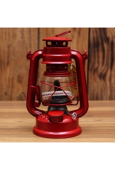 Arentek Gemici Feneri Gaz Lambası Orta Boy 24 cm Kırmızı Dekoratif