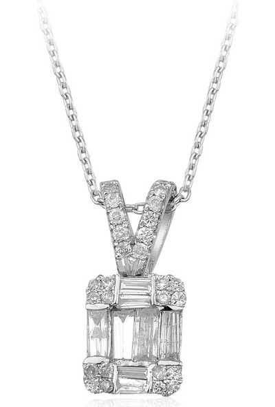 Emel Pırlanta 0.42 ct Baget Pırlanta Kolye Emel Pırlanta 0.42 ct Baget Pırlanta Kolye