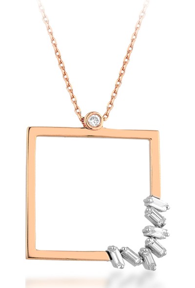 Emel Pırlanta 0.19 Ct Baget Pırlanta Kolye