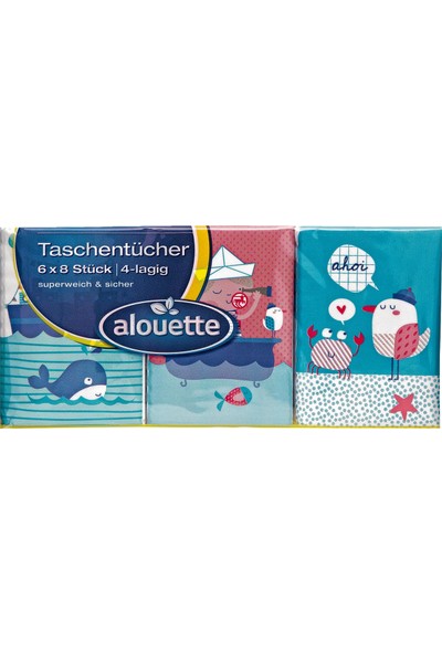 Alouette Kağıt Mendil Çocuklar Için, 4 Katlı 8 x 6'lı