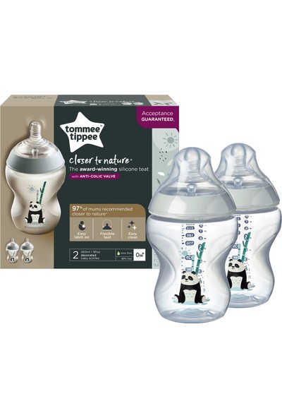 Tommee Tippee Pp Closer To Natura 2 Li Biberon 260 ml Panda Desenli Tommee Tippee Pp Closer To Natura 2 Li Biberon 260 ml Panda Desenli