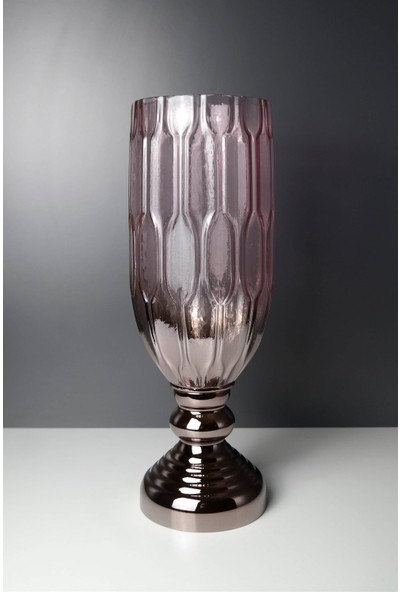 Ambiente Bordo Cam Vazo Ayaklı Desenli Büyük 42 cm