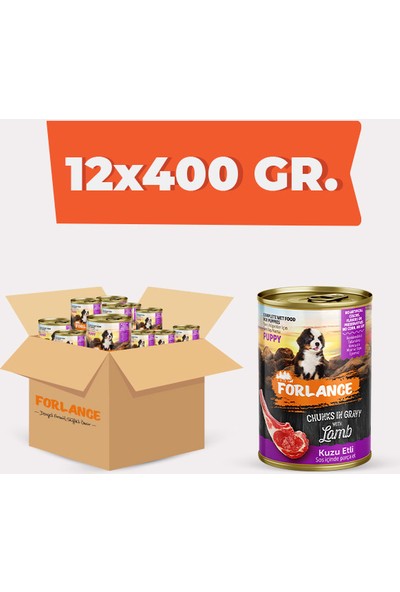 Forlance Yavru Köpekler Için Kuzu Etli Tam Yaş Mama 400GR 12 Adet Forlance Yavru Köpekler Için Kuzu Etli Tam Yaş Mama 400GR 12 Adet